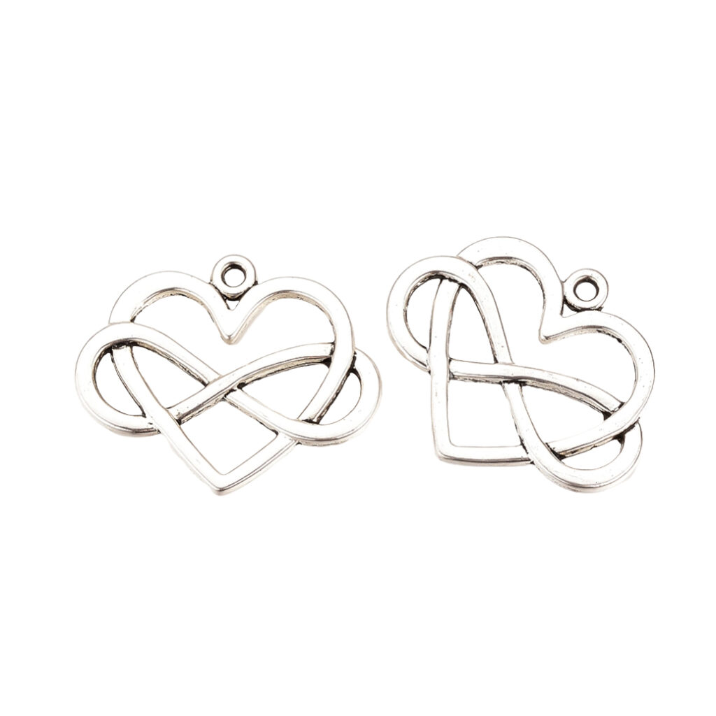 Infinity hart bedeltje zilver 27mm 2x - Kralenwinkel Albertien