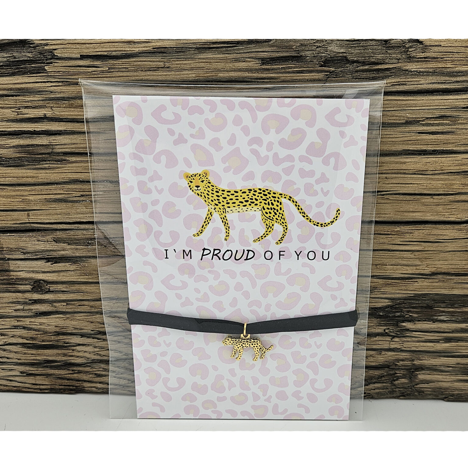 Sieraden kaartje 'I'm proud of you' met panter armbandje goud ...